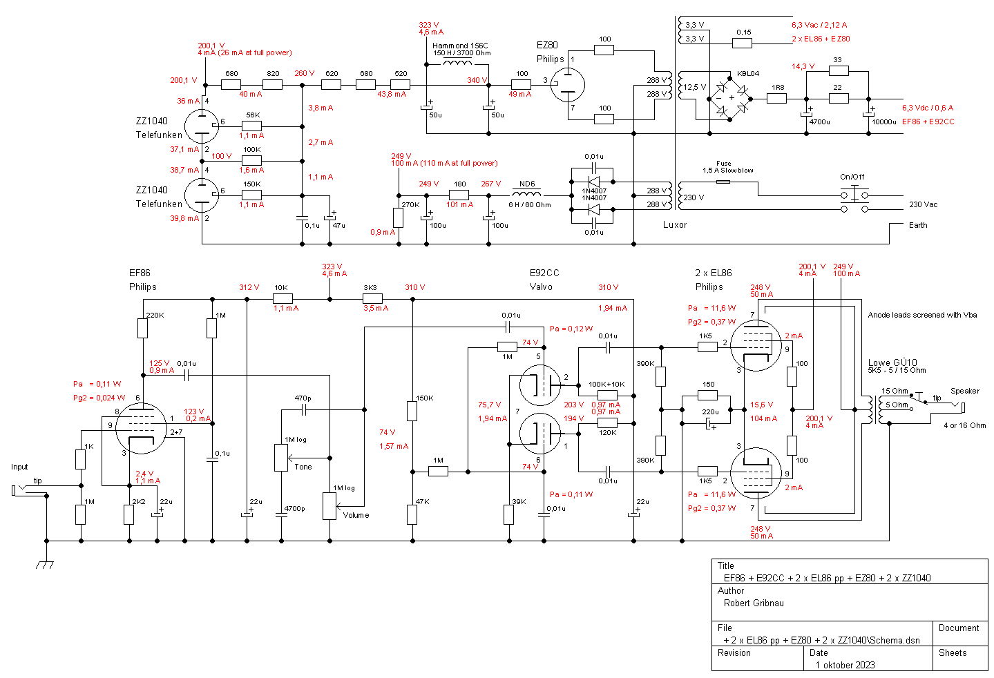 Gitaarversterker met 2 x EL86 push-pull - Buizenradioclub forum - De ...